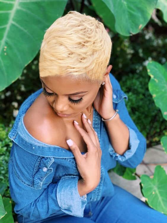Black Short Pixie Cut Wigs None Lace Wigs Natural Indian 100% Human ...