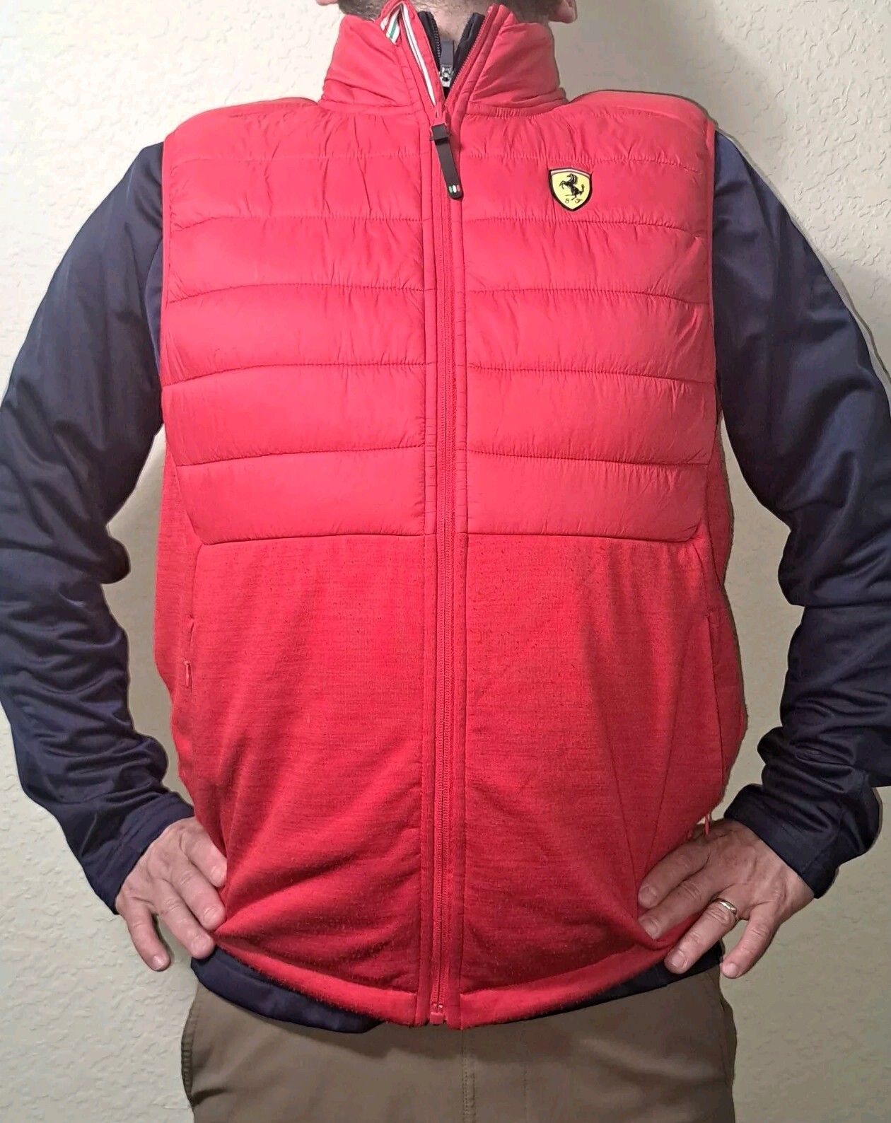 RED Scuderia Ferrari Black Puffer Vest, Logo. US M S… - Gem