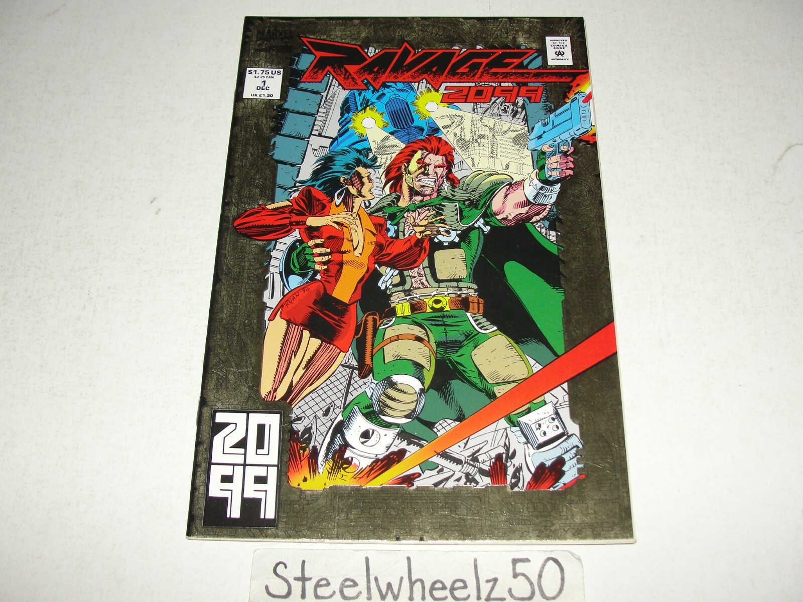 Ravage 2099 #1 Comic Lot 1992 Marvel Gold Foil Stamped Cover Stan Lee ...