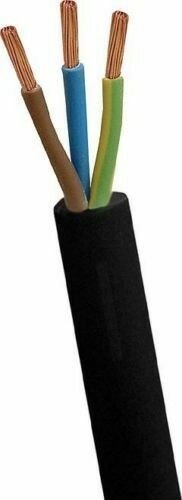 TOUGH RUBBER FLEX CABLE 6MM BLACK TRI-FLEX PER METRE 3 CORE COOKER HOBS ...