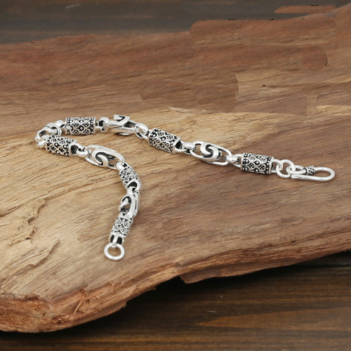 Real Solid 925 Sterling Silver Bracelet Link Chain Dragon Scales ...