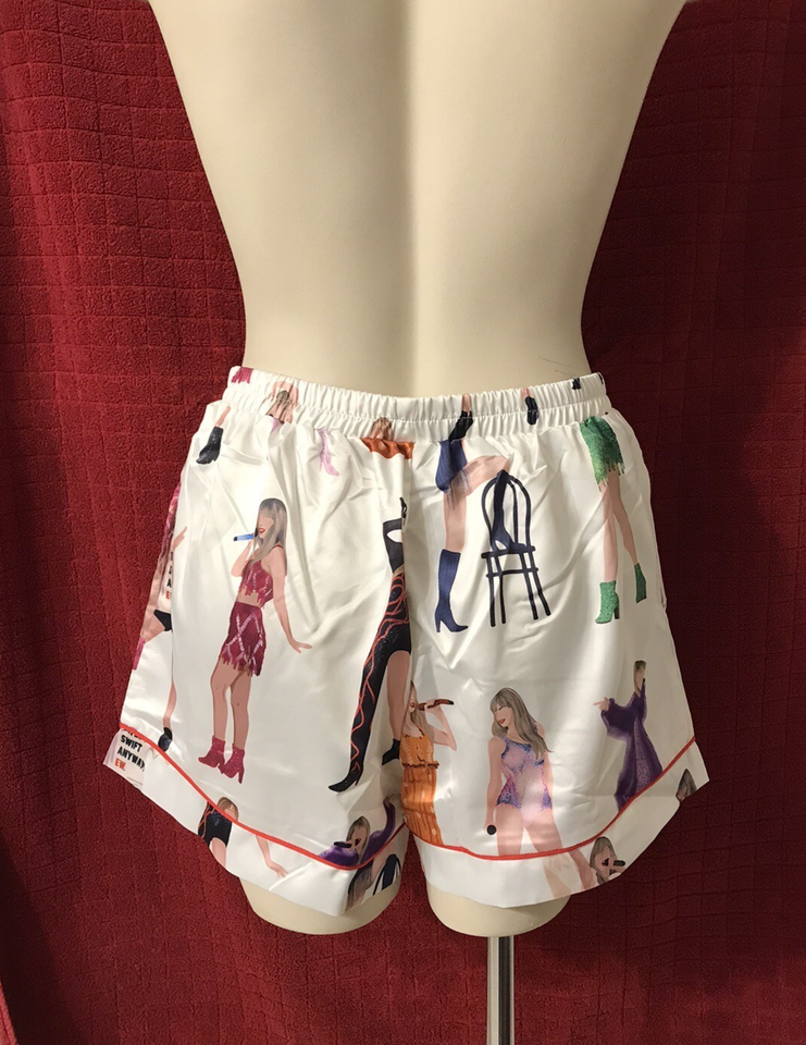 Taylor Swift PJ Pajamas Set Women's Sz XS Eras Tour Satin Shorts 2 ...