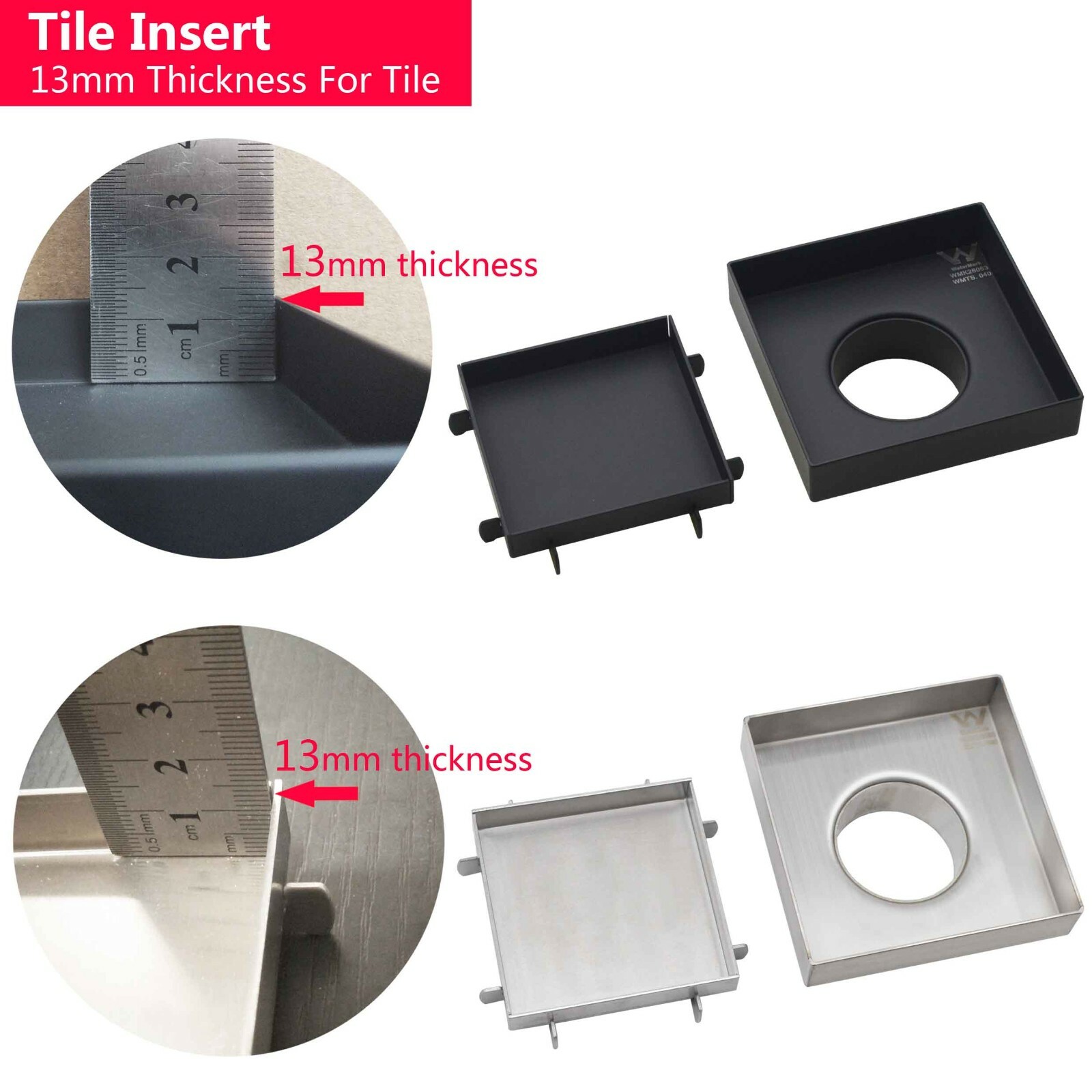 Bathroom Tile Insert 100-130mm Square Stainless Floor Waste Drain ...