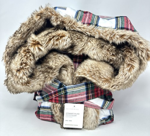 New~Pottery Barn~ Stewart Plaid Flannel Faux Fur Robe~Large | eBay