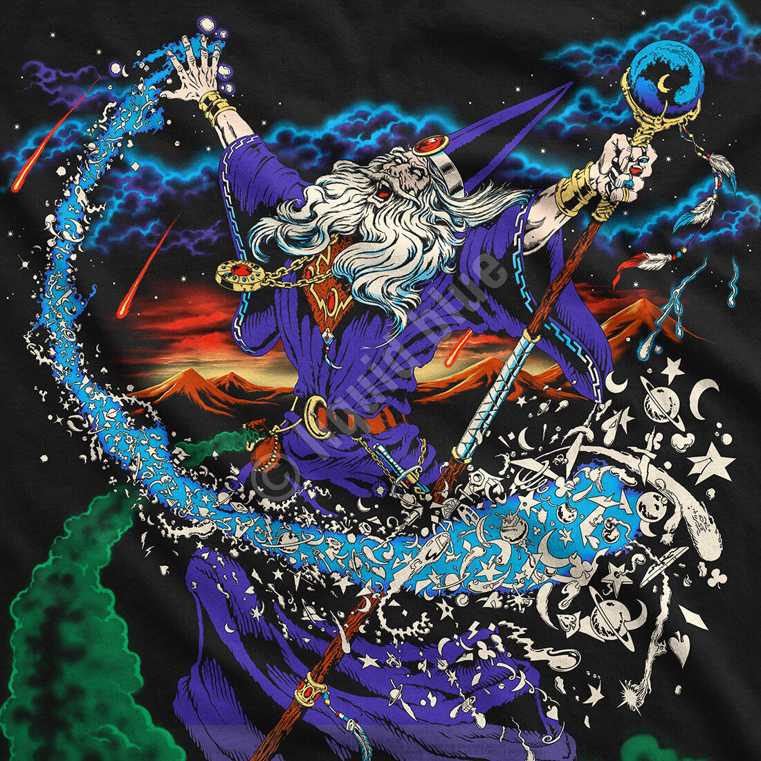 WIZARD-Big Print 2 SD T-SHIRT S,M,L,XL,XXL LIQUID BLUE WIZARD-Big Print 2 SD T-SHIRT S,M,L,XL,XXL LIQUID BLUE