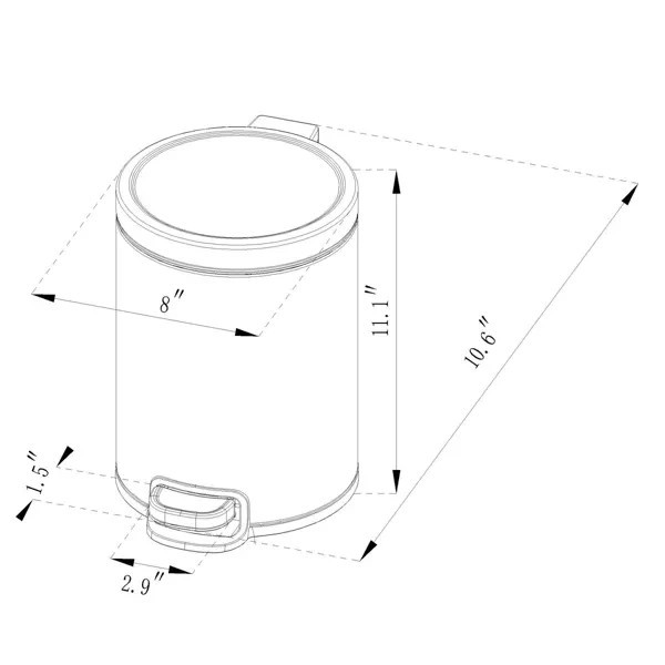 Brightroom kitchen 5L Round Step Stainless steel Trash Can w/ quiet ...