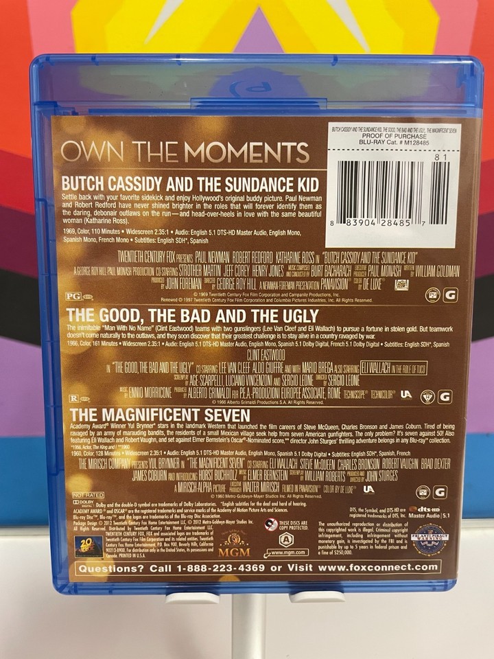 Butch Cassidy, The Good The Bad & The Ugly, Magnificent Seven (Blu-ray ...