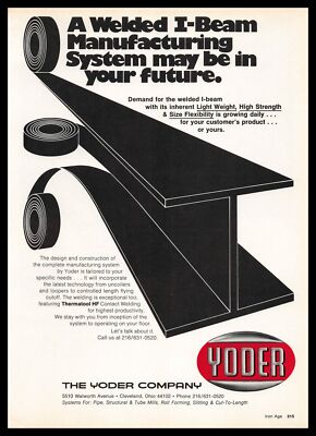 1976 Yoder Company Cleveland Ohio Thermatool HF Welded I-Beam System Print Ad | eBay