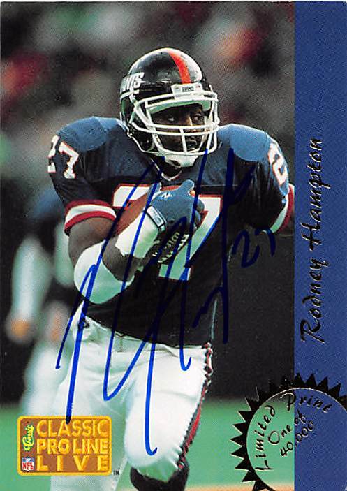 Rodney Hampton autographed Football Card 1993 Pro Line Classic Live # ...