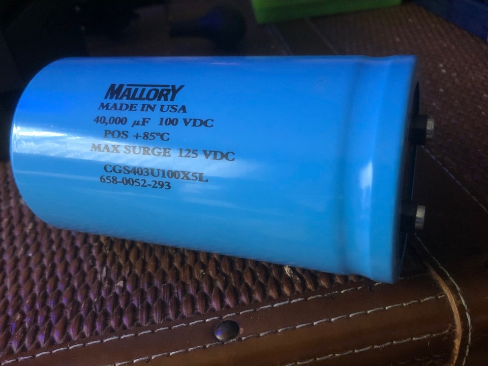 40000 uf 100 Volt DC Large Can Capacitor 125 Max Surge VDC Mallory NEW ...