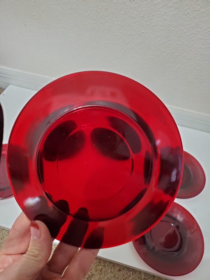VINTAGE, 1930'S RUBY RED DEPRESSION GLASS ANCHOR HOCKING SIDE PLATES ...