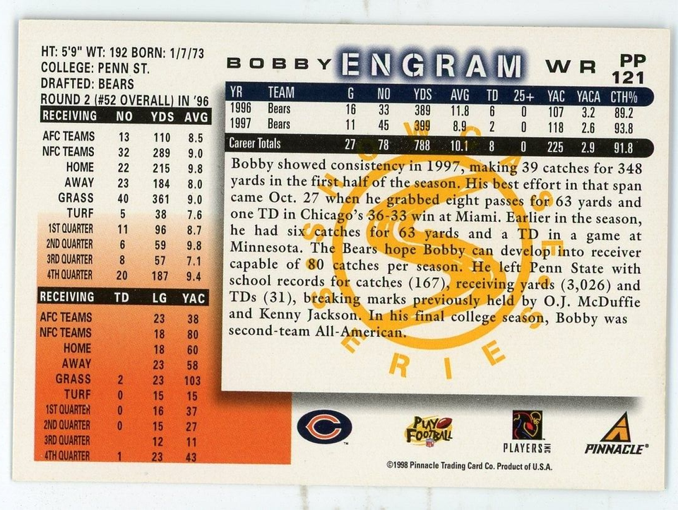 1998 Score showcase series foil parallel BOBBY ENGRAM #PP121 Bears | eBay