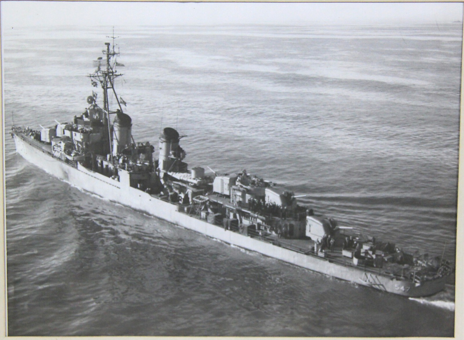 2 Different 8 x 10” BW Photographs of the USS Cowell (DD-547) at Sea ...