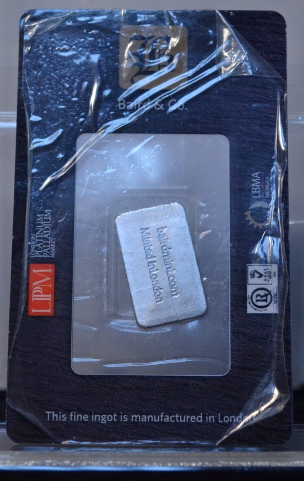 RHODIUM 1/10 TH OZ. BAIRD MINT RHODIUM SEALED IN ASSAY CARD .999 FINE ...