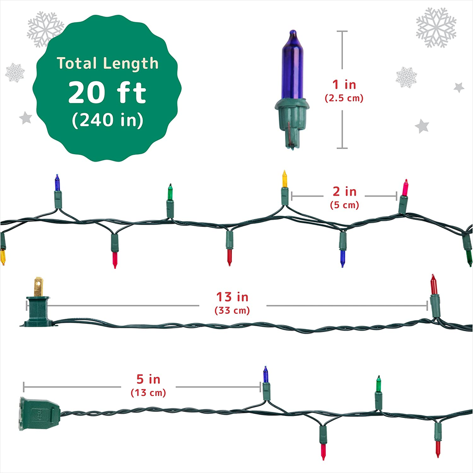 Christmas Lights (20 Feet, 100 Lights) – Multi Color Christmas Tree ...