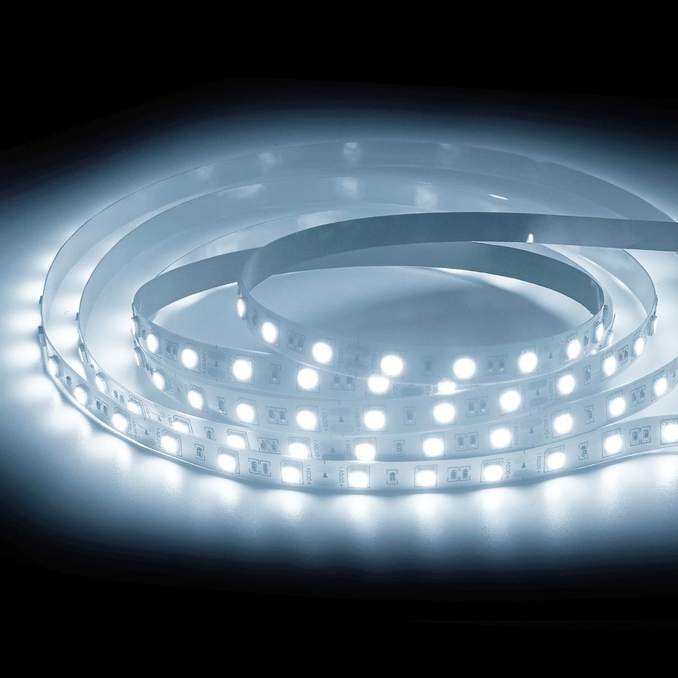 16ft Super Bright 5050 6000K Daylight White LED Strip Lights 12V 5A ...