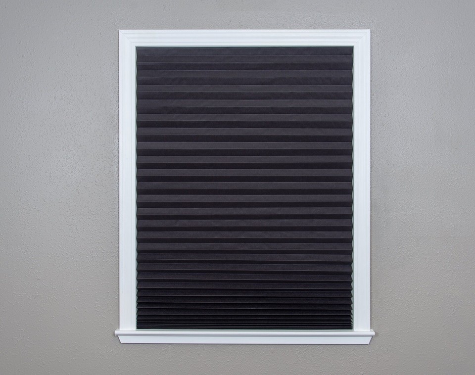 Redi Shade Blackout Pleated Paper Shade Black Blinds, 48 x 72 in ...