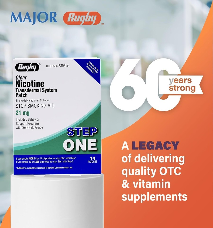 Rugby Clear Nicotine Patches - Transdermal System Patch - Smoking or ...