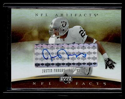 2007 UPPER DECK ARTIFACTS NFL FACTS AUTOGRAPHS FOIL PARALLEL #JF JUSTIN ...