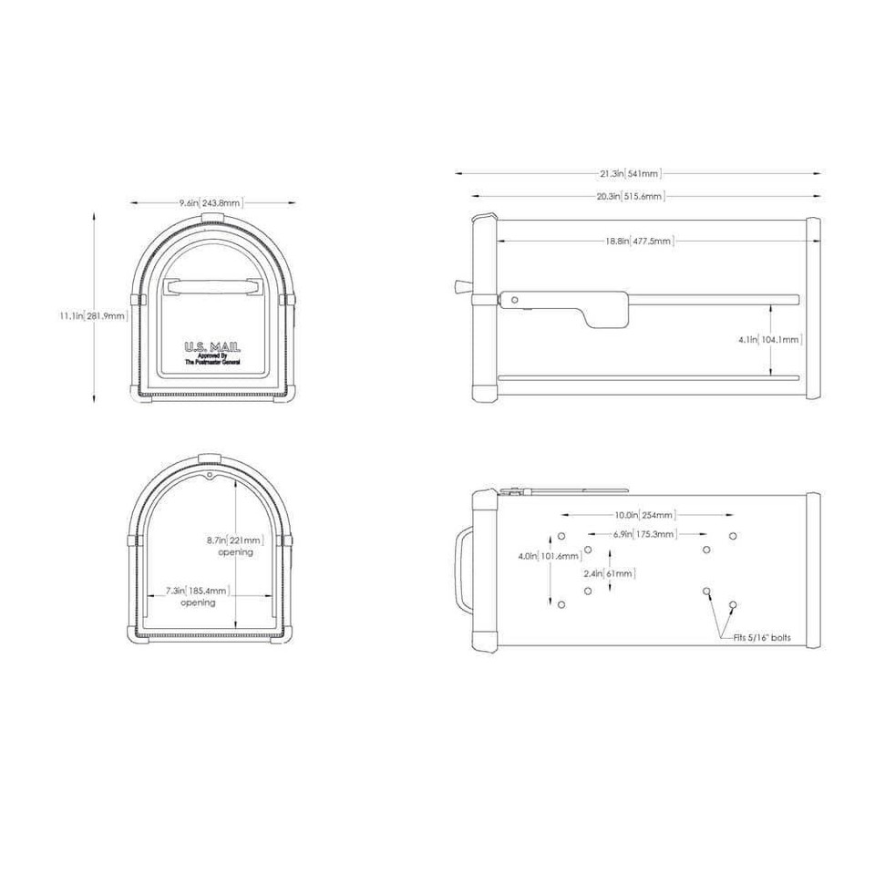 Mail Box Large Post Mount Hillsborough Copper Steel w/ Outgoing Mail ...