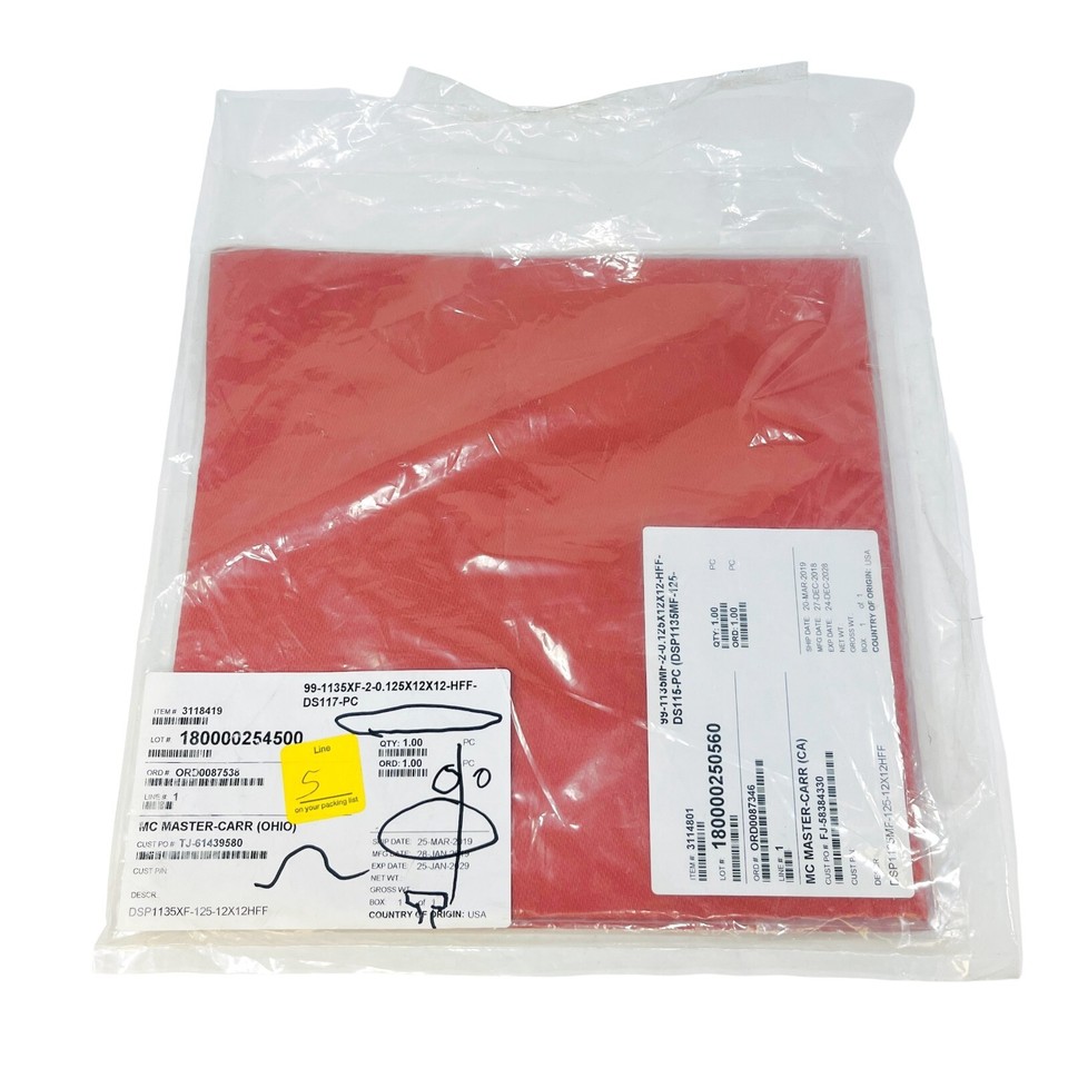 2 pcs Mc Master-Carr Silicone Sponge Sheet Orange FJ-58384330 Made in ...