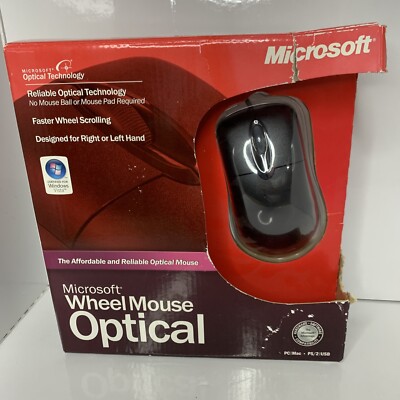 Microsoft Wheel Mouse Optical USB PS/2 - D66-00069 New Factory Sealed ...