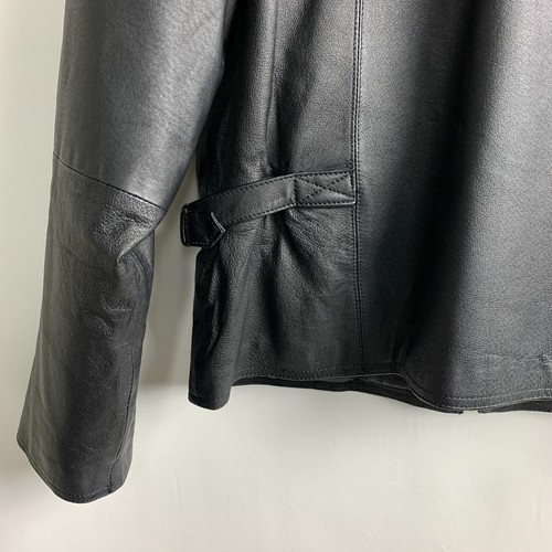 KC Collection Jacket Black Leather Collared Zip Side Buckle Design ...
