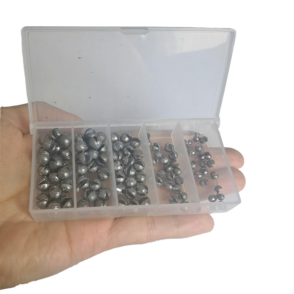 100pk Round Split Shot Sinker Removable Fishing Weight Sinkers 5 Sizes ...