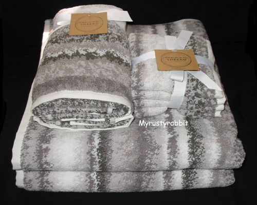 Common Thread Gray Plush Bathroom Towel Set of 8 ~ 2 Bath 2 Hand 4 ...