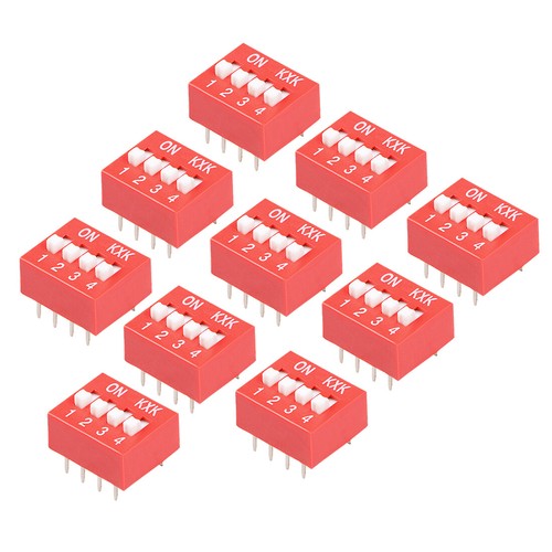 10 Pcs Red DIP Switch 1 2 3 4 Positions 2.54mm Pitch for Circuit ...