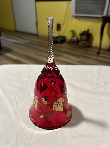 Bohemia Crystal - Ruby Red Bell with Gold Grape Leaves Made in ...