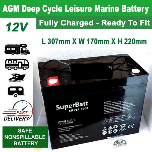AGM Deep Cycle Leisure Battery 12V 120AH 12VSLA30N Caravan Motorhome ...
