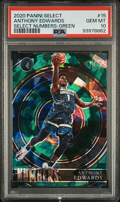 2020-21 Panini Select Anthony Edwards Numbers Green Ice Prizm Rookie ...