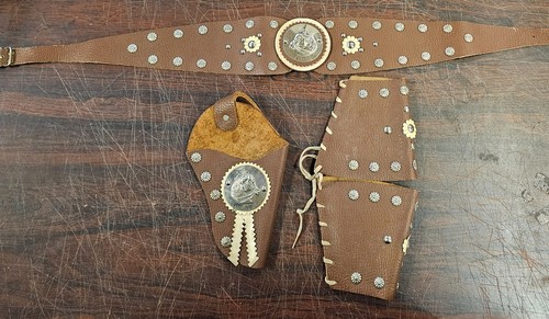 VTG 1960s Cowgirl Studded Rivet Leather Toy Cap Gun Belt Holster Kids ...