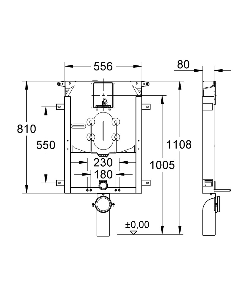 3S CASSETTE POUR RINÇAGE WC AVEC UNE ÉPAISSEUR DE 80 MM - GROHE ...