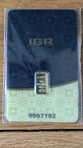 0.5g Gold Bar 24k Pure .999 Gold In Assay Card Sealed And Brand New IGR ...
