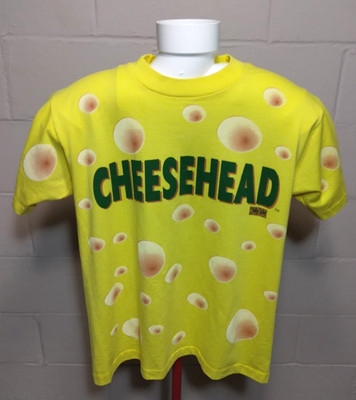 Vintage Cheesehead Green Bay Packers Yellow T-Shirt Medium Single ...