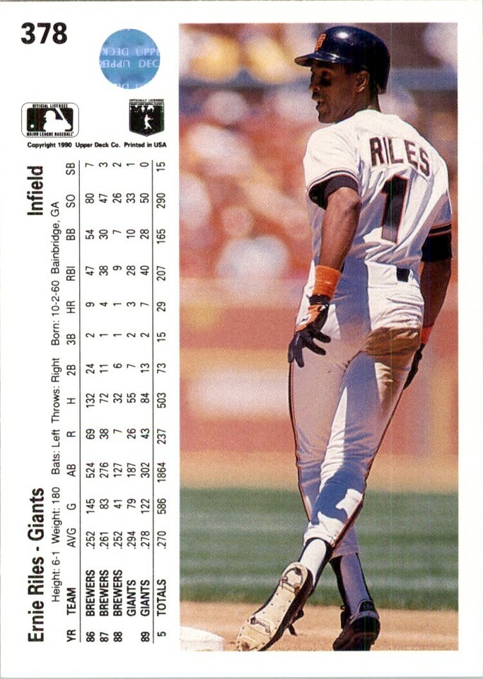1990 Upper Deck MLB Ernie Riles #378 | eBay