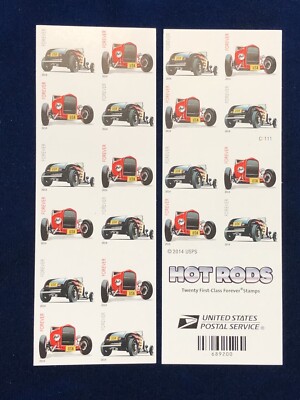 US 4909d Hot Rods imperf imperforate NDC no die cut booklet 20 stamps ...