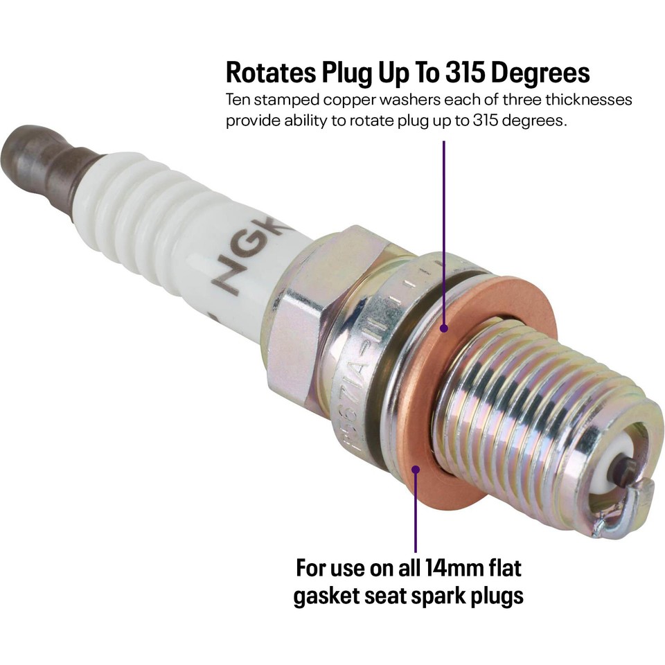 Speedway Spark Plug Indexing Washers, 14mm Flat Seat, 30 Pk, Copper ...