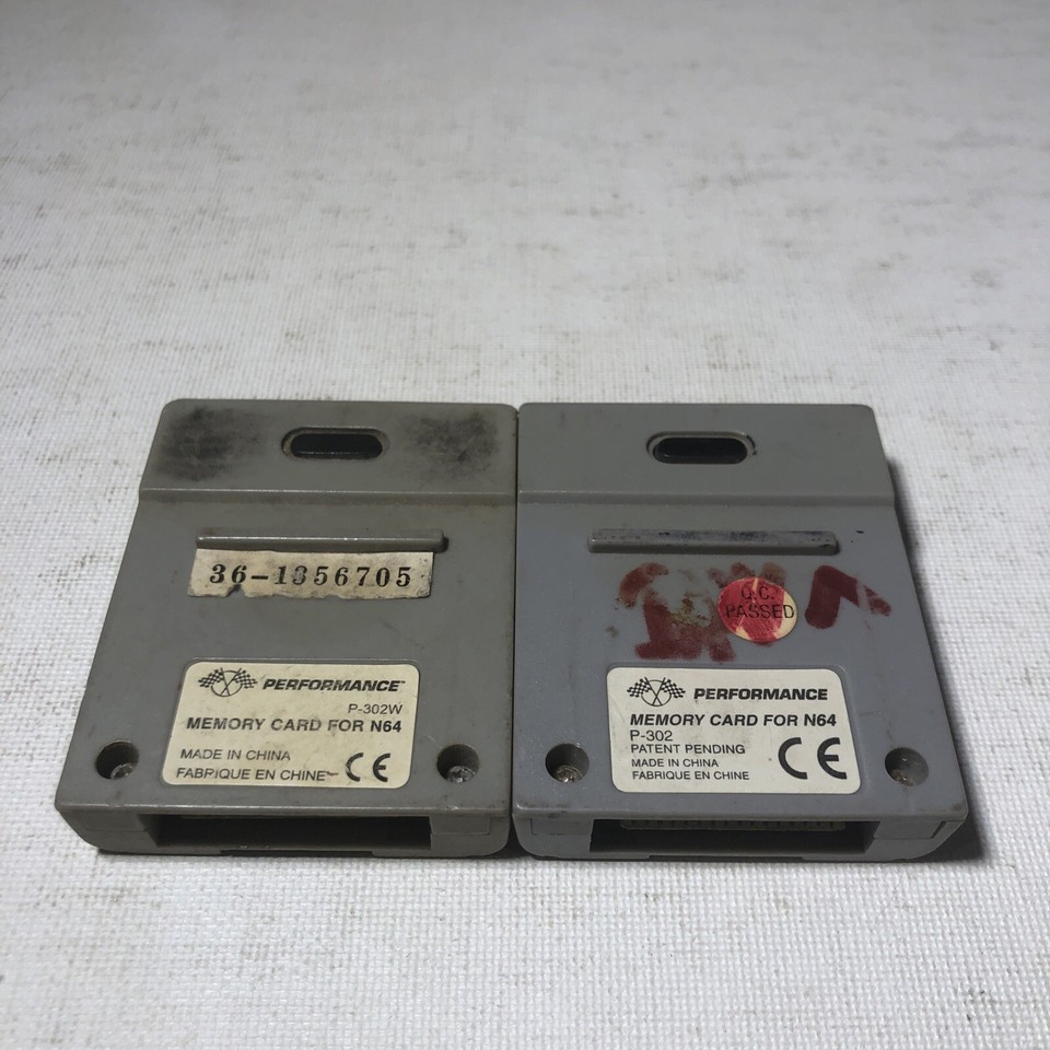 Nintendo 64 Memory Card Lot Of 2 Performance For Use On Nintendo 64 N64 ...