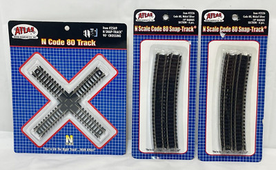 (2) ATLAS N SCALE Code 80 Snap 2526 + 90 Degree Crossing Track 2569 ...