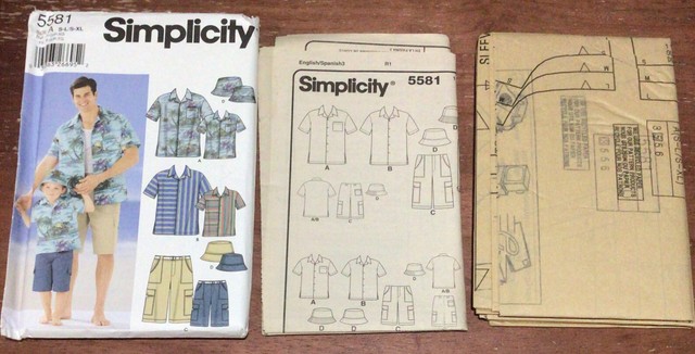 Simplicity 5581 Men Boys Shirt Shorts Hat Pattern Uncut FF 2003 for ...
