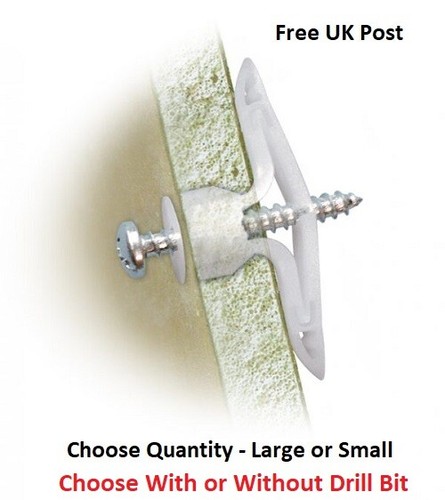 PLASTERBOARD FIXINGS CAVITY HOLLOW WALL ANCHORS PLUGS INCL SCREWS | eBay UK