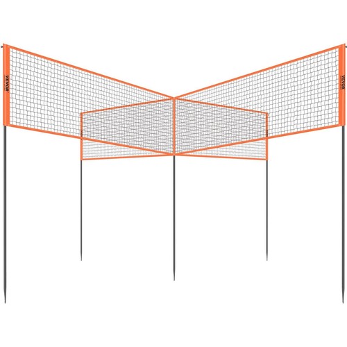 VEVOR 4-Way Volleyball Net, Adjustable Height Net Set with Carrying Bag ...