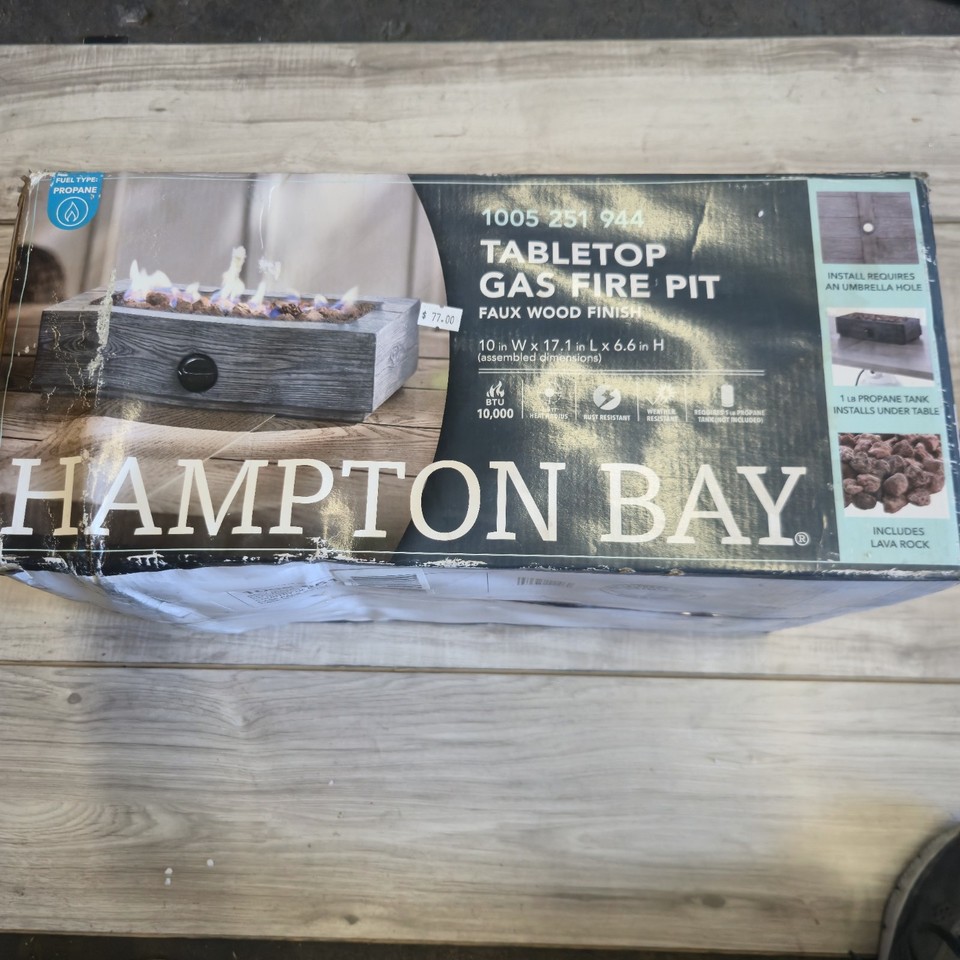 Hampton Bay Tabletop Gas Fire Pit 10,000 BTU #1005 251 944 With Lava ...