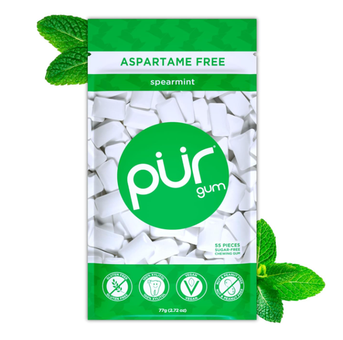 PUR Gum, 100% Xylitol, Natural Spearmint Flavored Gum, 55 Pieces (Pack ...