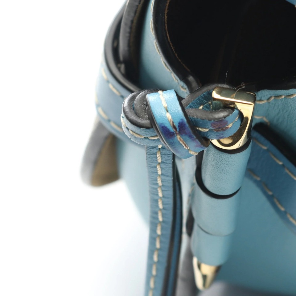 LOEWE Gate Bag Small Shoulder Bag Leather Light Blue Black Gold ...