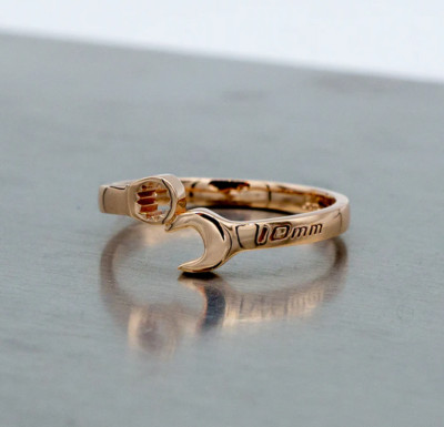 Modified Custom-Made Wrench Design Adjustable Unisex Band In 10K Rose ...