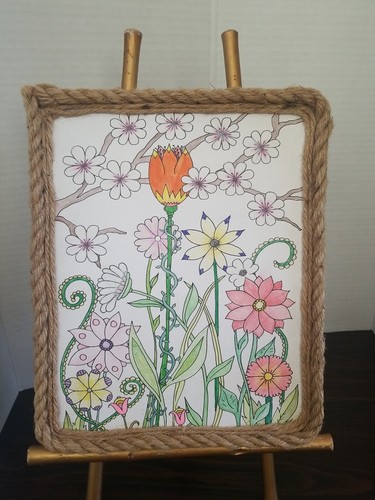 OOAK Wall Hanging Floral With Rope Border, Warm Tones, Gallery Wall ...